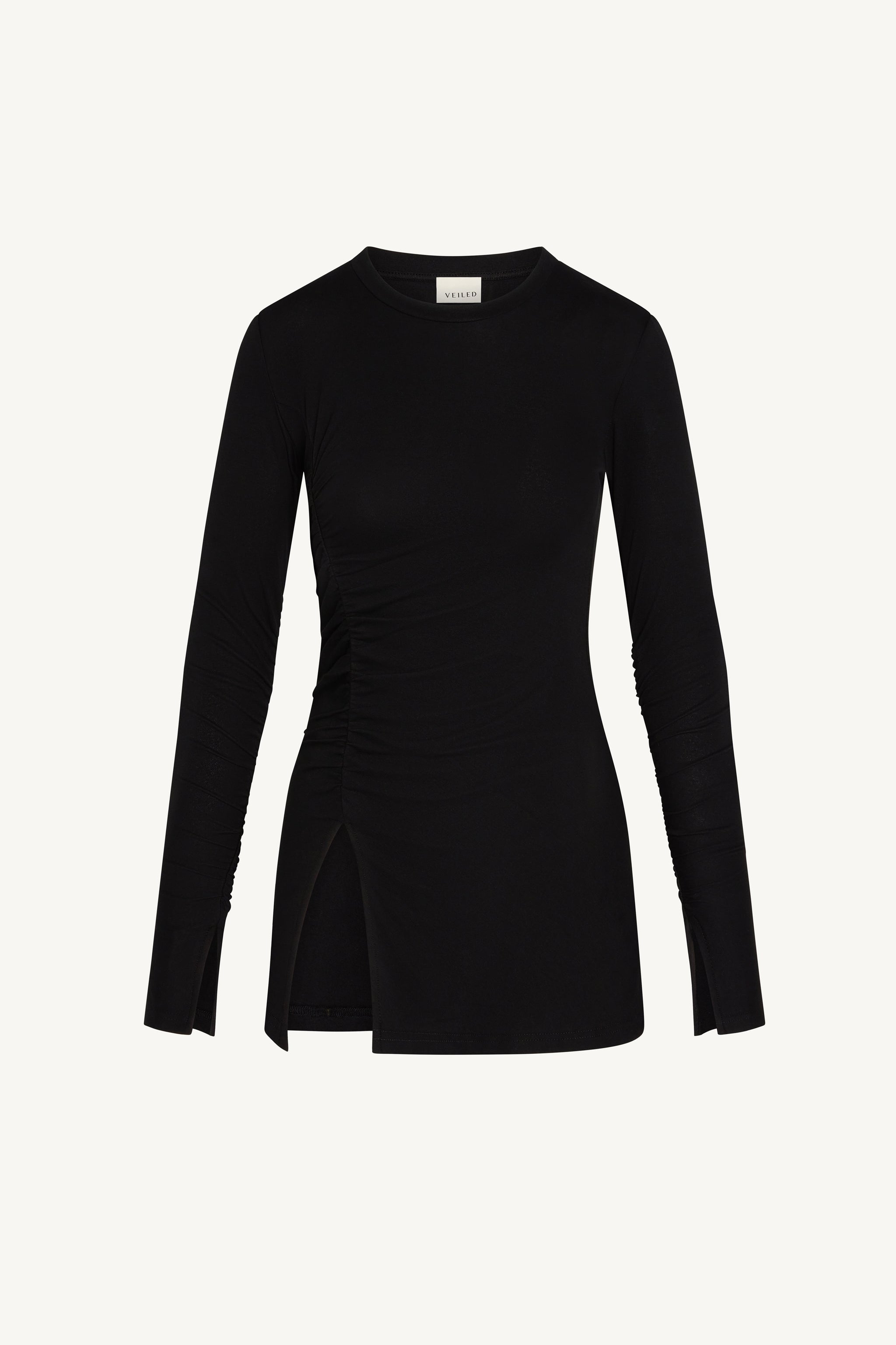 Asymmetric Side Slit Top - Black