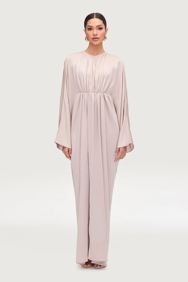 Habeeba Pleated Batwing Maxi Dress - Cloud