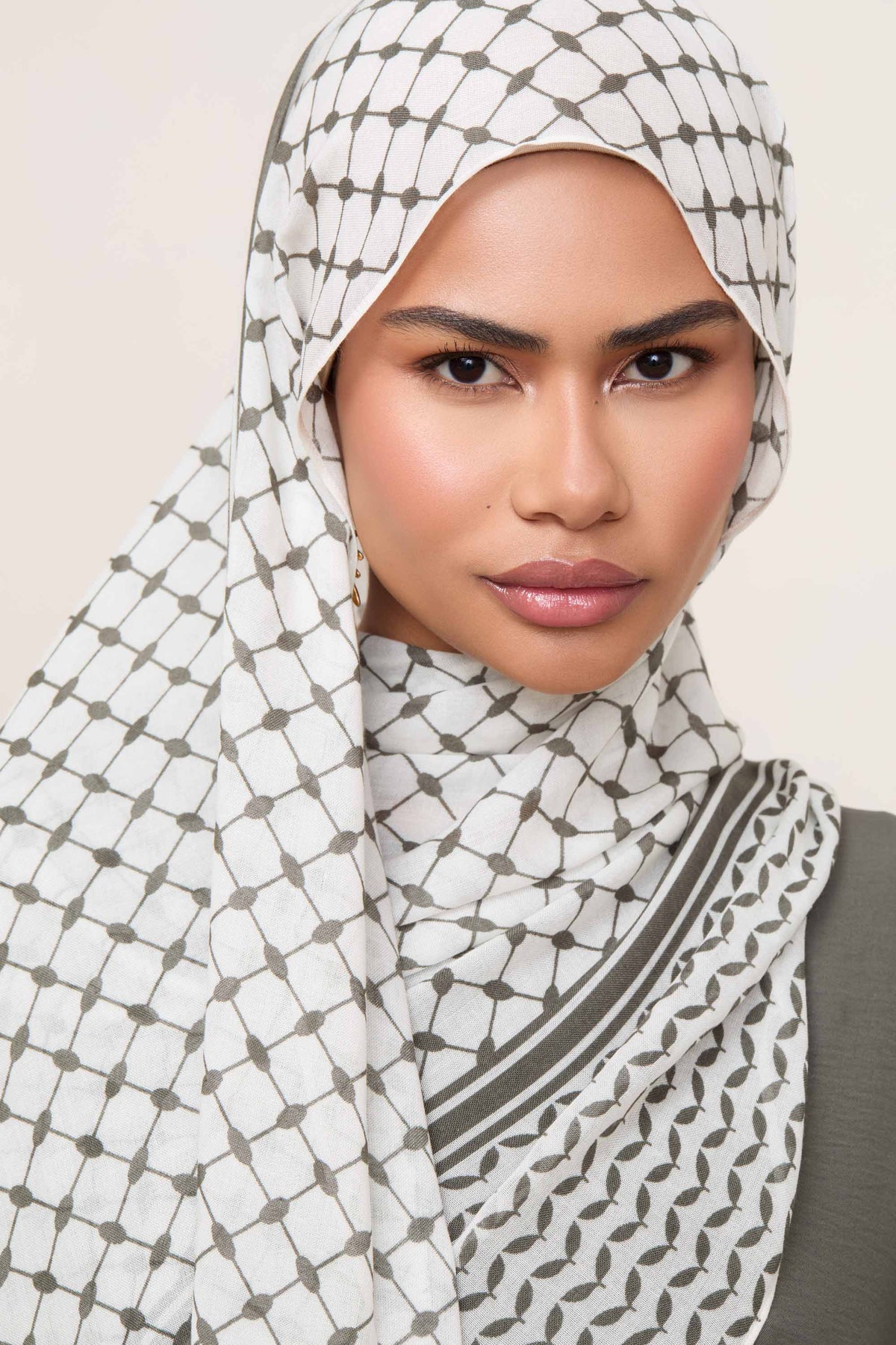 Keffiyeh Modal Hijab - Olive
