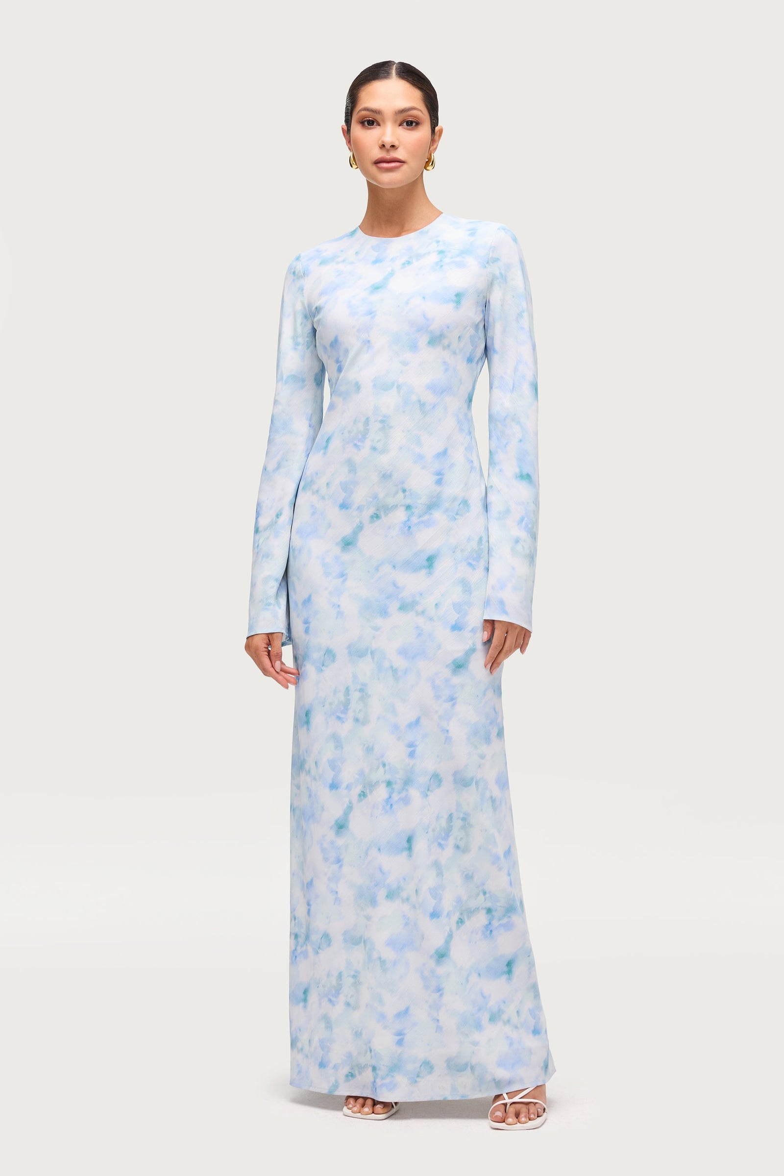 Lujain Printed Maxi Dress - Blue Watercolor