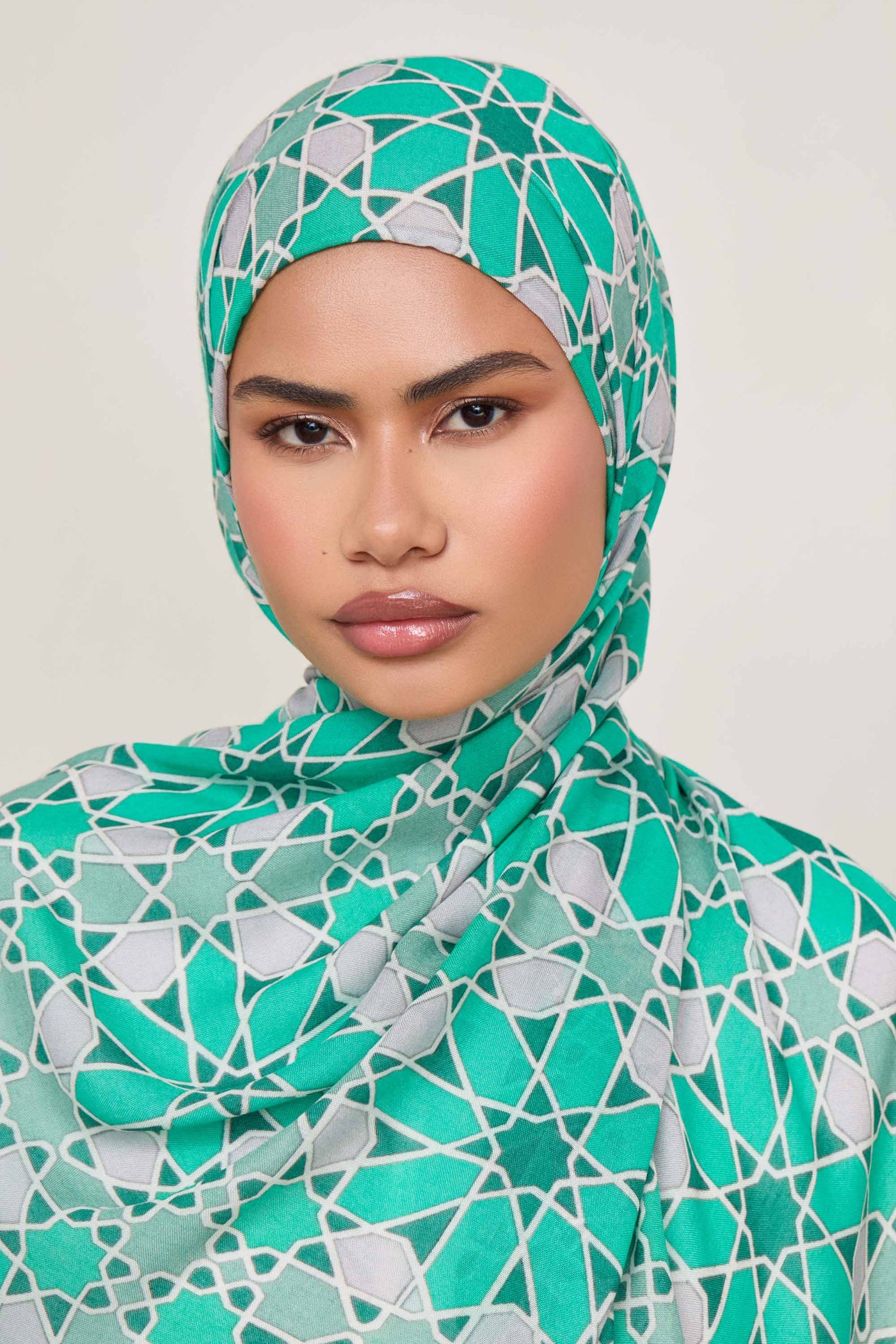 Printed Modal Hijab - Emerald Mosaic