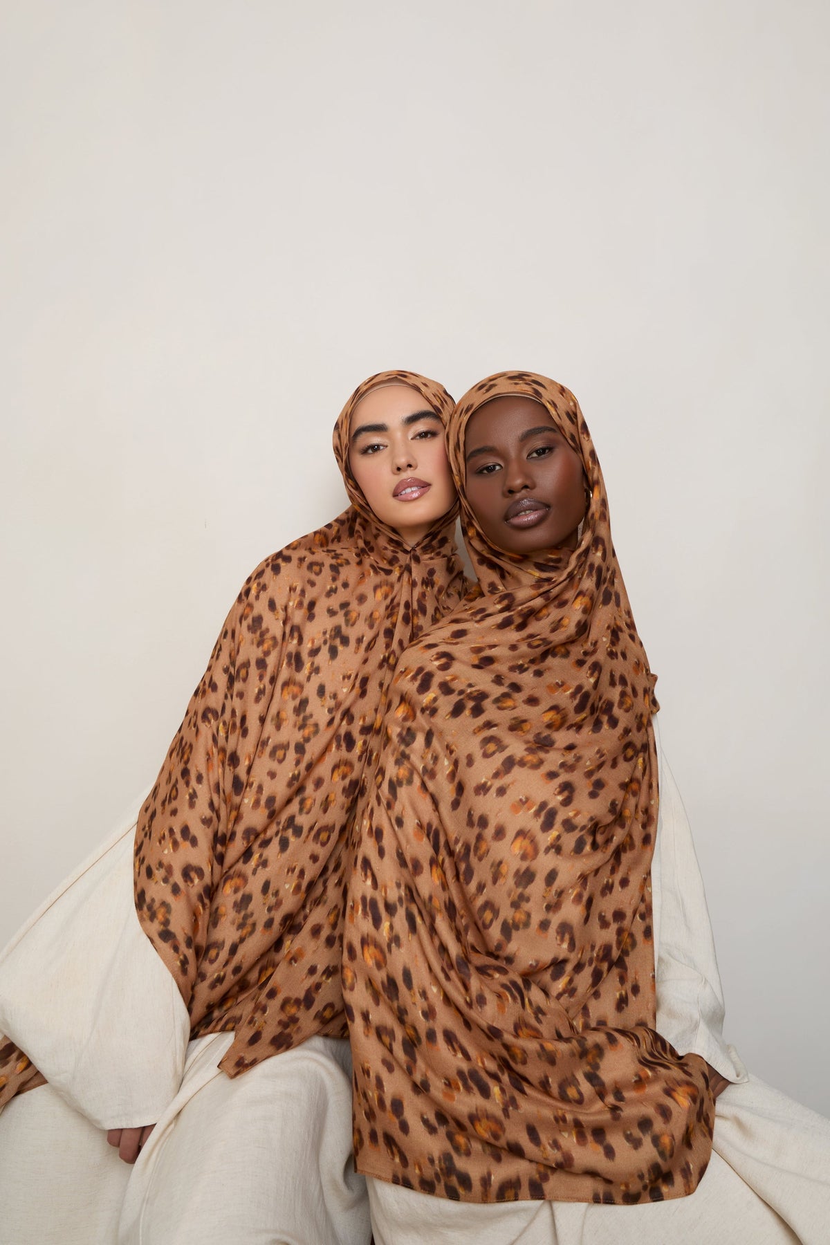 Printed Modal Hijab - Tan Leopard Bloom
