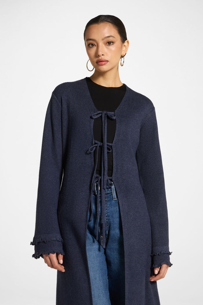 Ruffle Sleeve Knit Cardigan